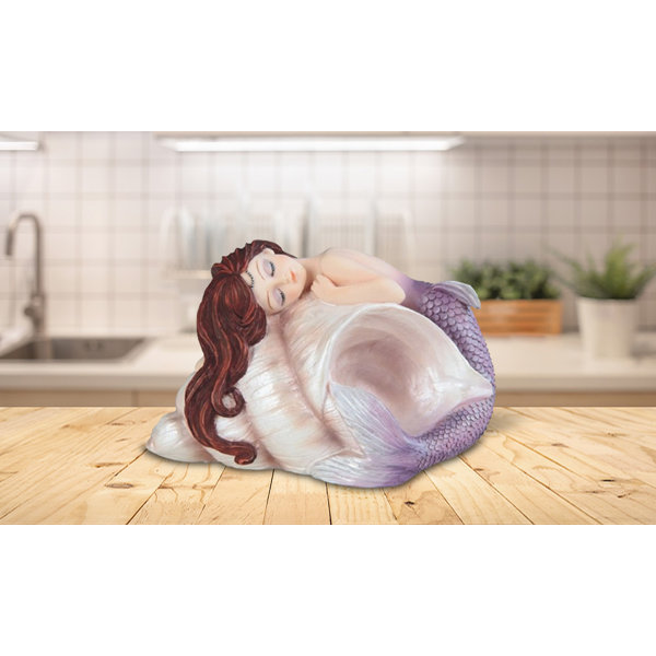 Bungalow Rose Nazworth 4.5"W Purple Tailed Baby Mermaid Figurine | Wayfair